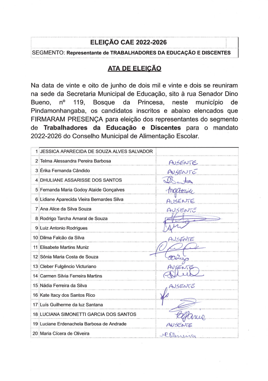 CAE – Secretaria de Educação de Pindamonhangaba